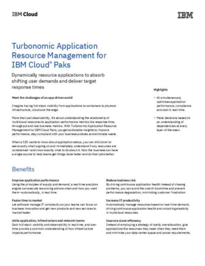 Turbonomic Application Resource Management for IBM Cloud Paks – ATI | Application Development ...